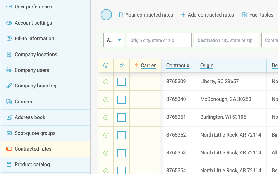 Truckload: Contracted Rates