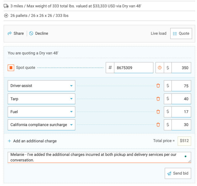 Add, Edit, & Itemize Spot Quote Charges