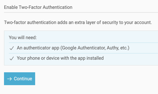 Enabling Two-Factor Authentication