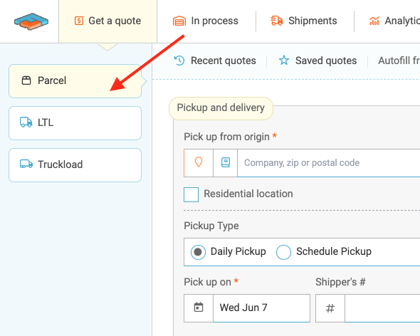 Parcel in Freightview