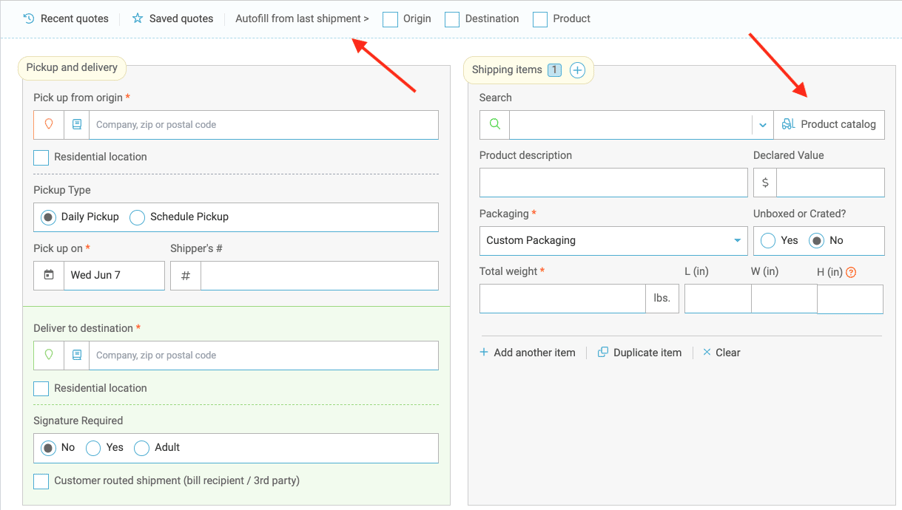 Parcel in Freightview