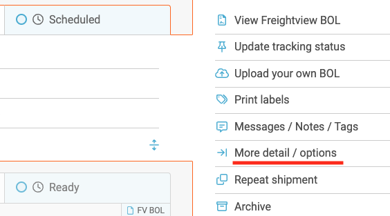 Shipment Details Page
