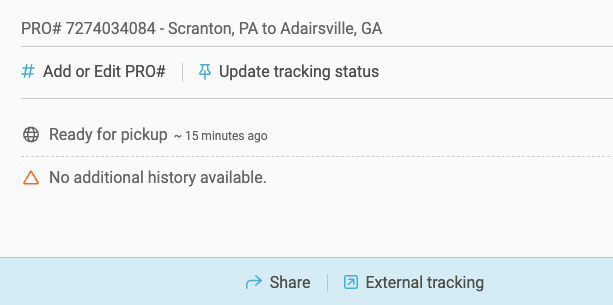Shipment Details Page