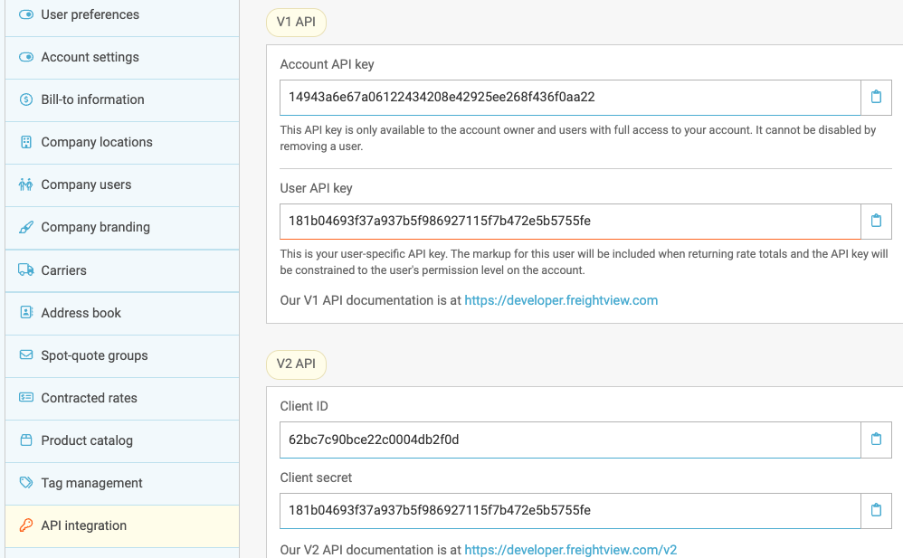 Connecting to Freightview's API
