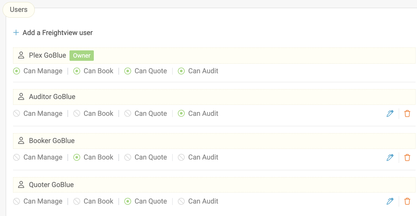 User Markup in Freightview