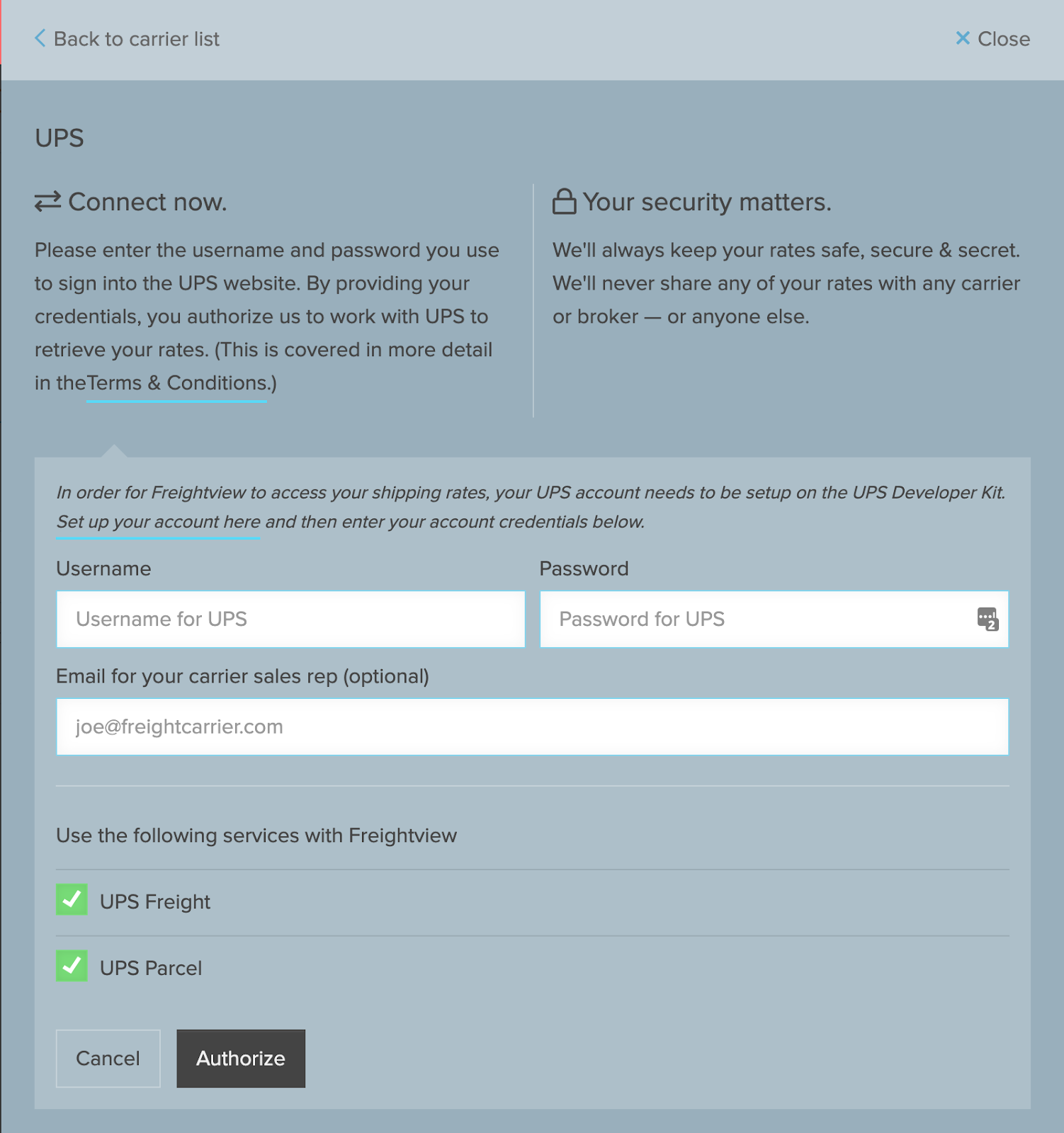 Parcel in Freightview